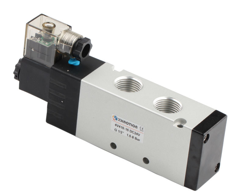 Xhnotion DC24V 5 Way 2 Position G1/8" Internally Piloted Acting Type Single Electrical Control ...