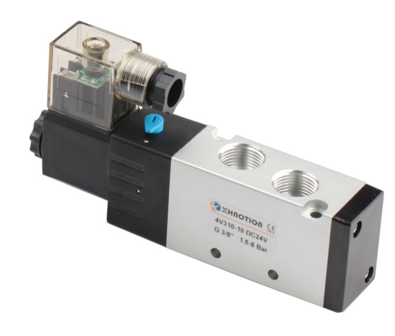 Xhnition DC24V 5 Way 2 Position G3/8" Internally Piloted Acting Type Single Electrical Control ...