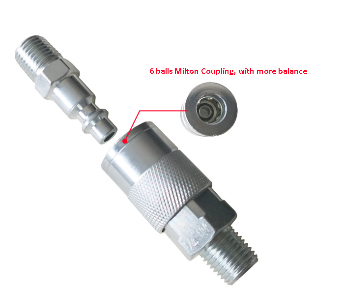 Iron 6 Balls Milton Two Touch Male 1/4NPT Quick Coupling